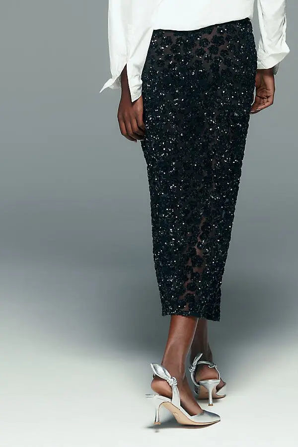 Bardot Sienna Sheer Sequ Midi Skirt