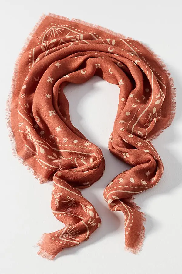 Vismaya Cashmere Silk Blend Hair Scarf - Orange