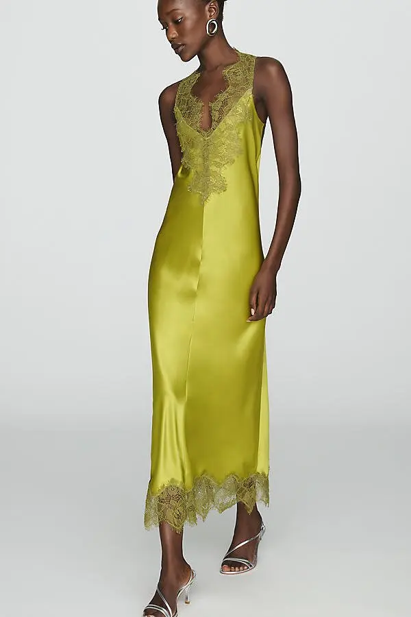 SIMONMILLER Bea Sat Lace Midi Dress