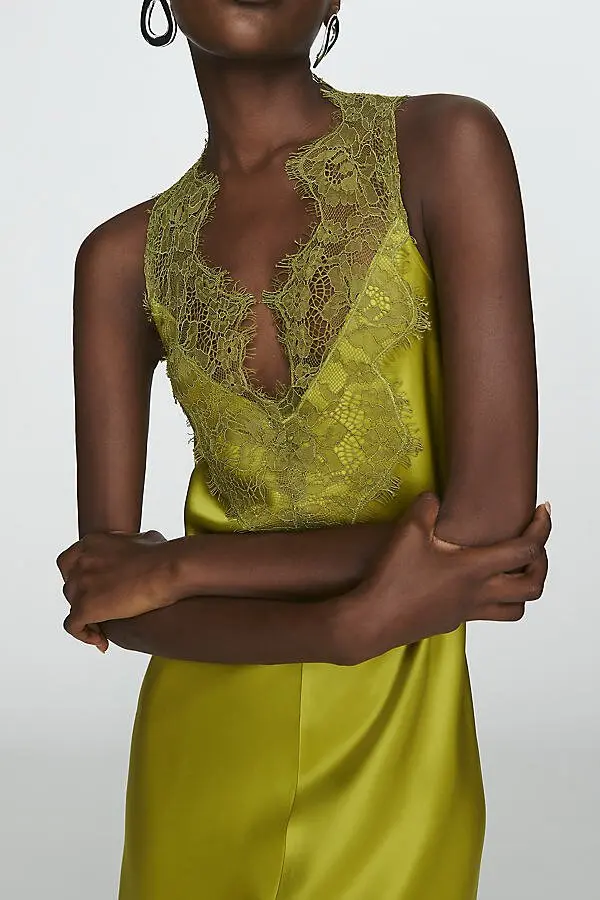 SIMONMILLER Bea Sat Lace Midi Dress