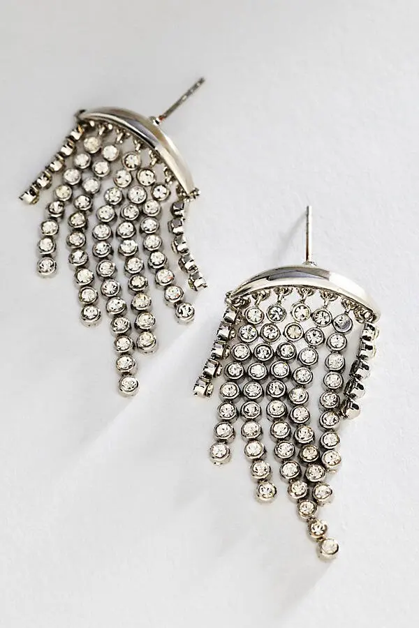 Anthropologie Crystal Frge Earrgs - Silver