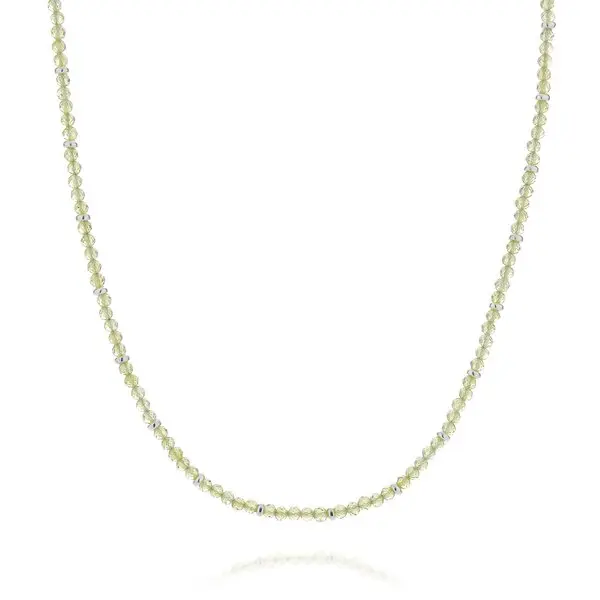 NELLOU JEWELLERY Peridot August Birthstone Orbit Necklace Sterling - Silver