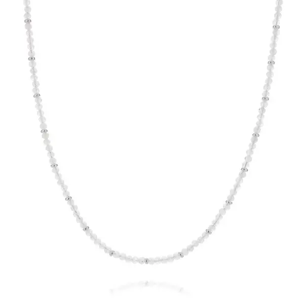 NELLOU JEWELLERY Rainbow Moonstone June Birthstone Orbit Necklace Sterling - Silver