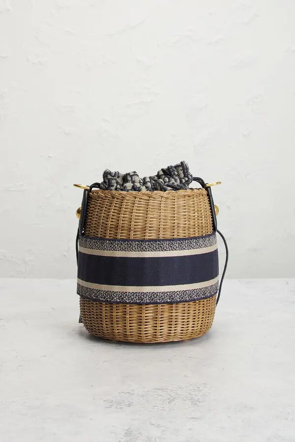 Dior Wicker Oblique Drawstring Bucket Bag