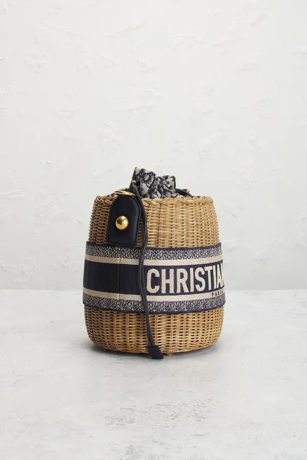 Dior Wicker Oblique Drawstring Bucket Bag
