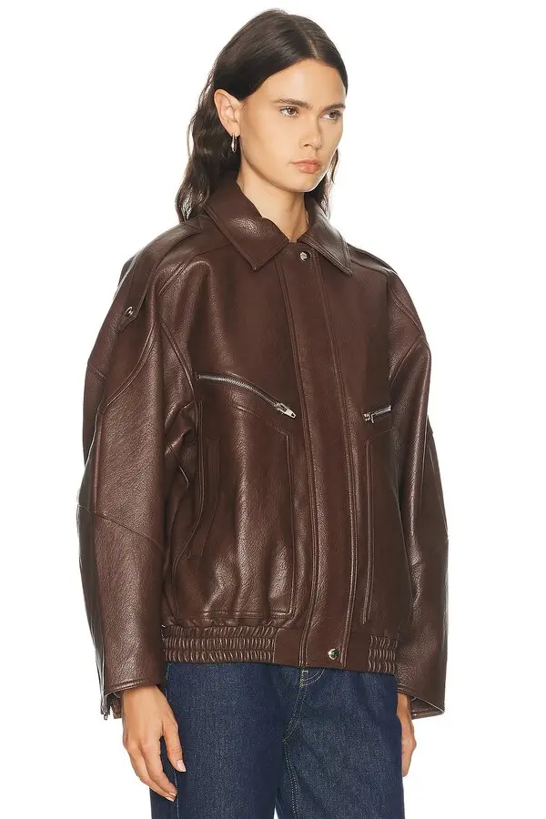 THE FRANKIE SHOP Hudson Faux Leather Bomber Jacket