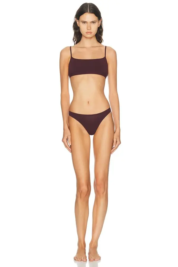 SKIMS Everyday Cotton Scoop Bralette In Burgundy