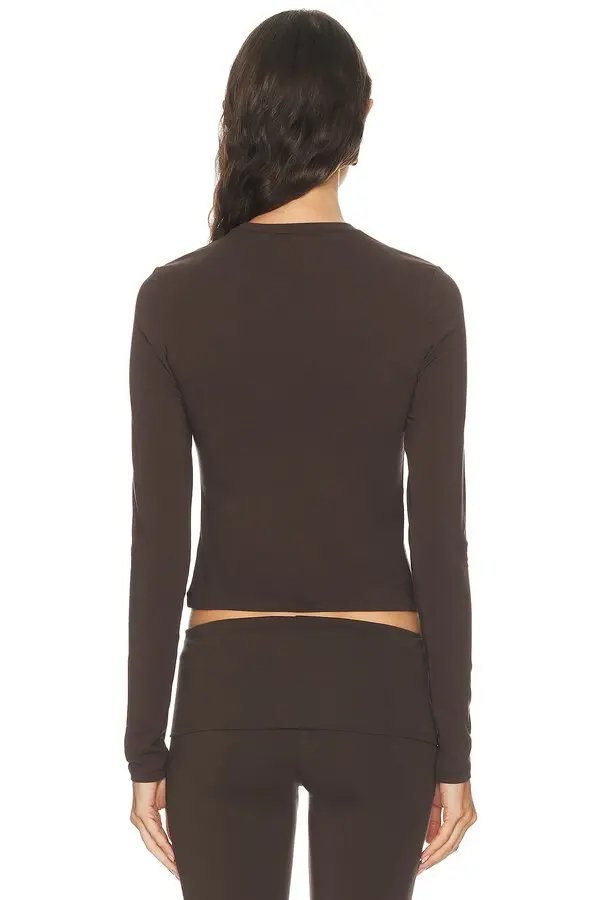 SKIMS Cotton Jersey Long Sleeve T-shirt In Brown - Espresso