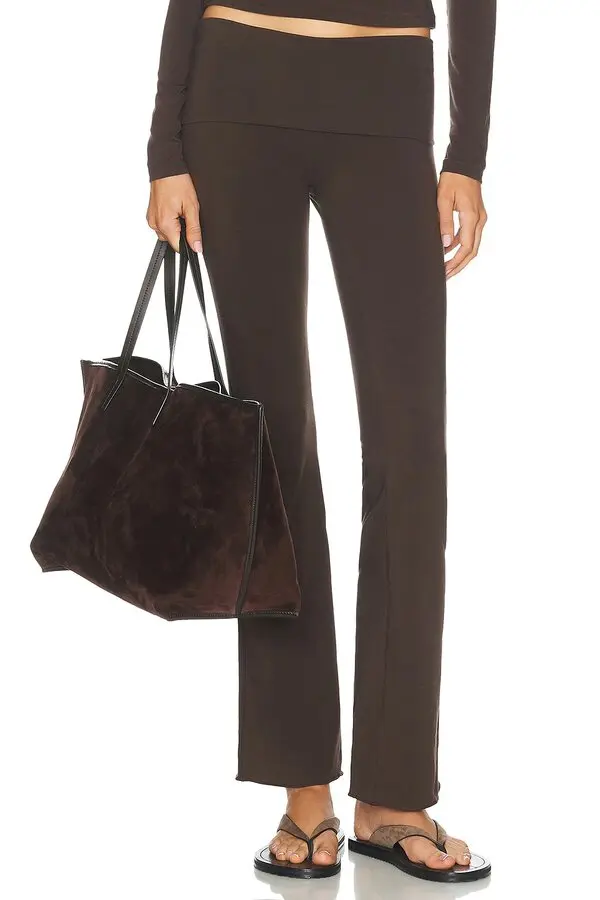 SKIMS Cotton Jersey Foldover Pant In Brown - Espresso