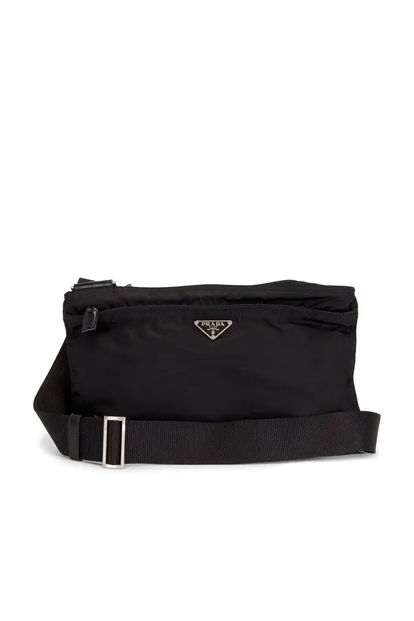 Prada Tessuto Flat Messenger Bag - Black