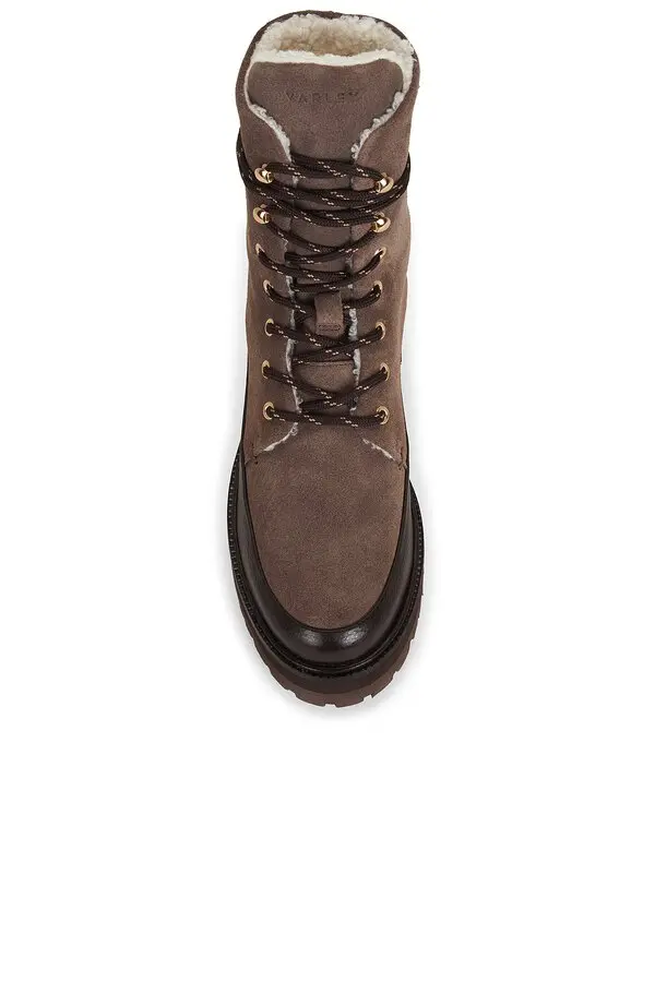 Varley Charente Faux Fur Lined Lace Up Multi Boot In Taupe