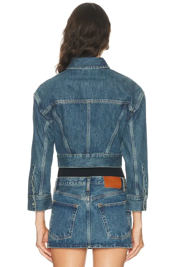 Wardrobe.NYC Denim Crop Jacket In Blue
