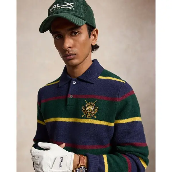 Ralph Lauren Striped Wool-blend Polo-collar Sweater