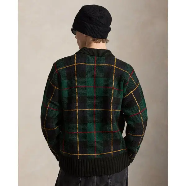 Ralph Lauren Relaxed Fit Plaid Wool Polo Sweater