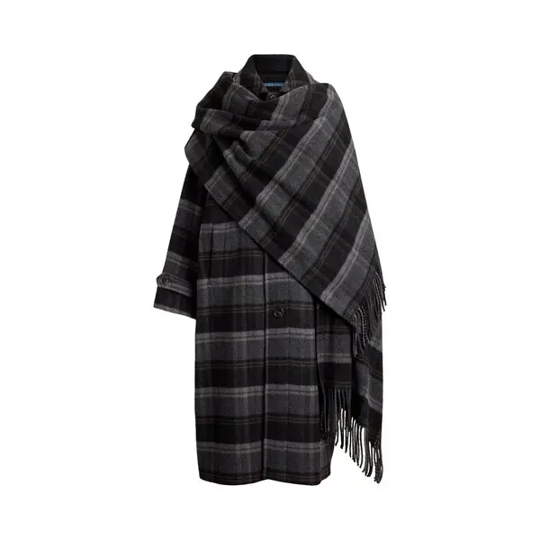 Ralph Lauren Plaid Wool Scarf-collar Coat