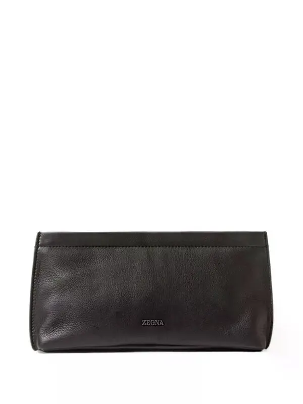 Zegna Logo-plaque Leather Clutch Bag
