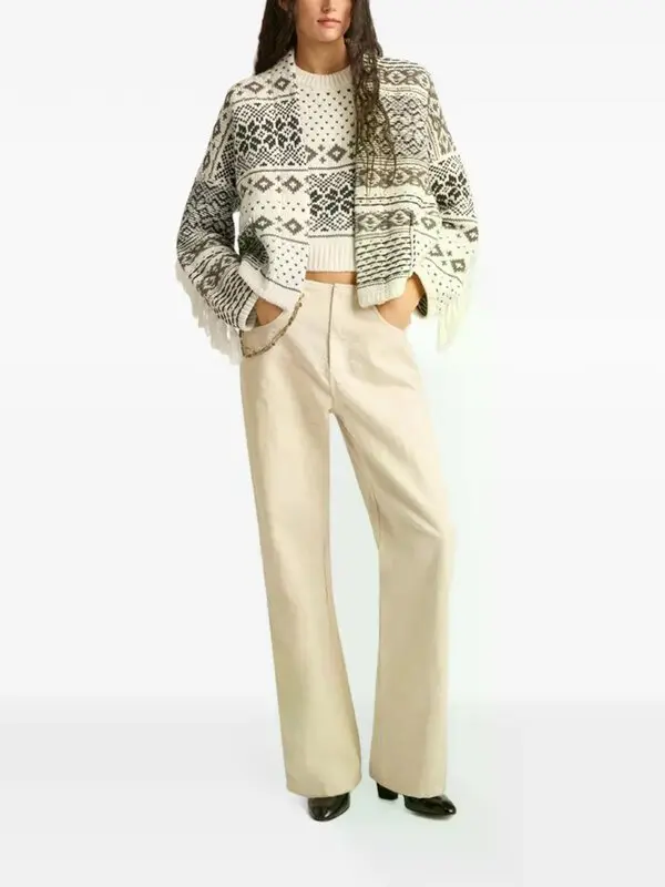 Momoni Sira Jacquard-knit Fringed Cardigan