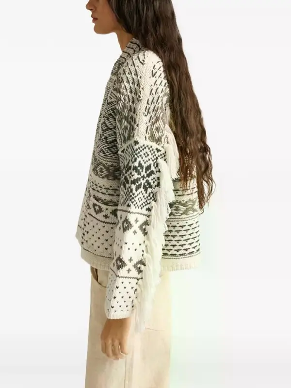 Momoni Sira Jacquard-knit Fringed Cardigan