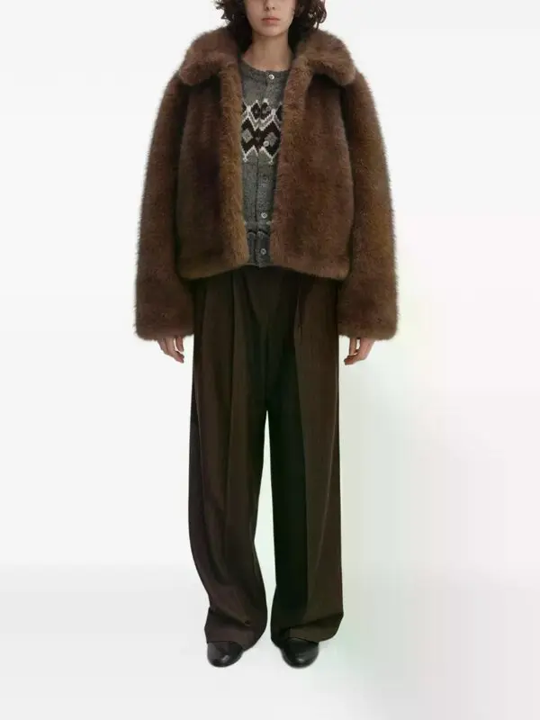 DUNST Fold-over Collar Coat - Brown