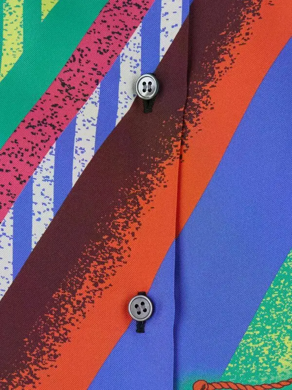 Versace Printed Silk Twill Shirt - Blue