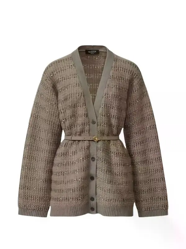 Fabiana Filippi Sequin-embellished Belted Cardigan - Neutrals