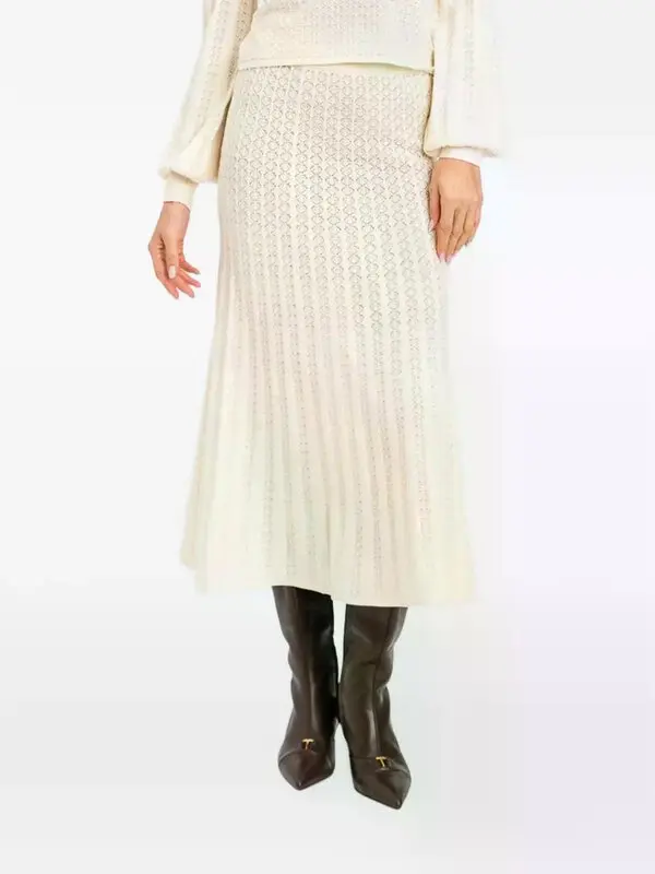 TWINSET Pointelle-knit High-waisted Midi Skirt