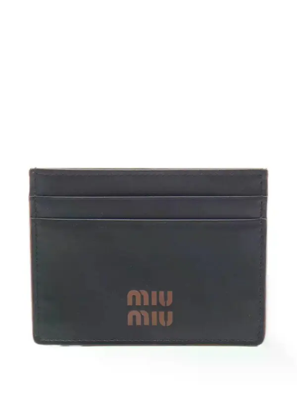 Miu Miu 2010s Logo-detail Leather Card Case - Black