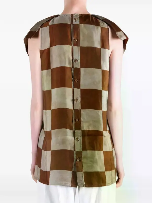 UMA WANG Check-print Oversized-bow Top
