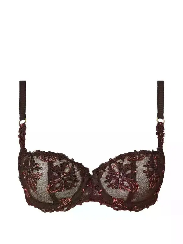 Chantelle Embroidered Mesh Bra - Brown