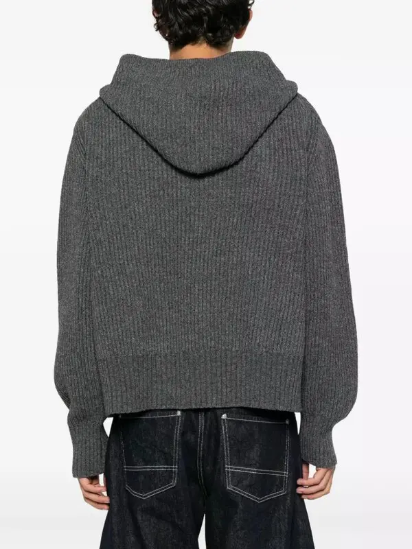 LC23 Ribbed-knit Zip-up Hoodie Sweater