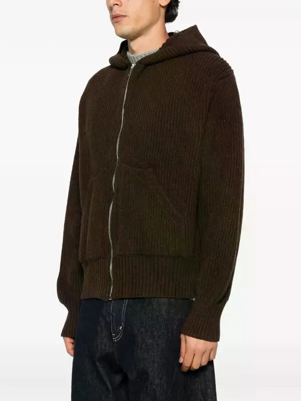 LC23 Ribbed-knit Zip-up Hoodie Sweater