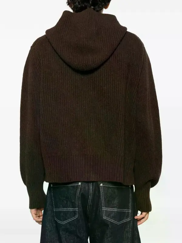 LC23 Ribbed-knit Zip-up Hoodie Sweater