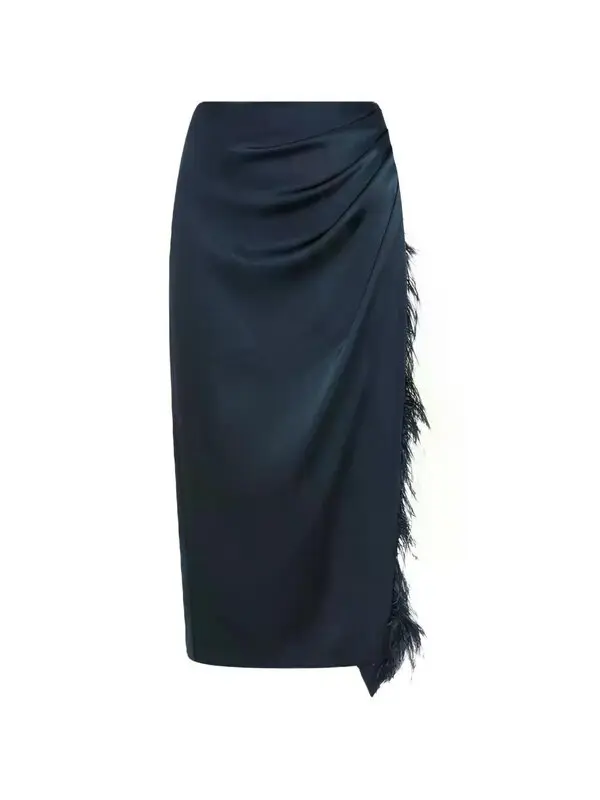 Marella Feather-trim Draped Midi Skirt