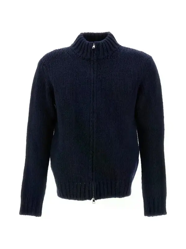 CUSTOMER LOVERS Ribbed-knit Zip-up Sweater