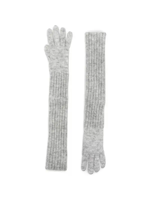 DES_PHEMMES Ribbed-knit Gloves - Grey