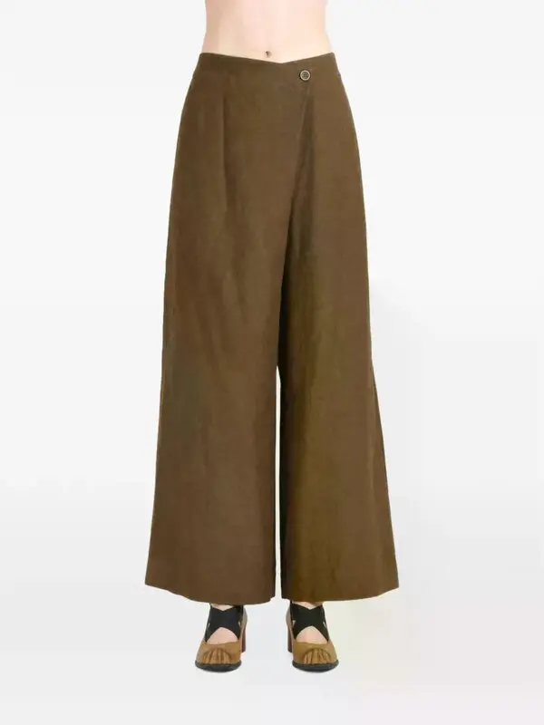 UMA WANG Asymmetric Wide-leg Trousers - Brown