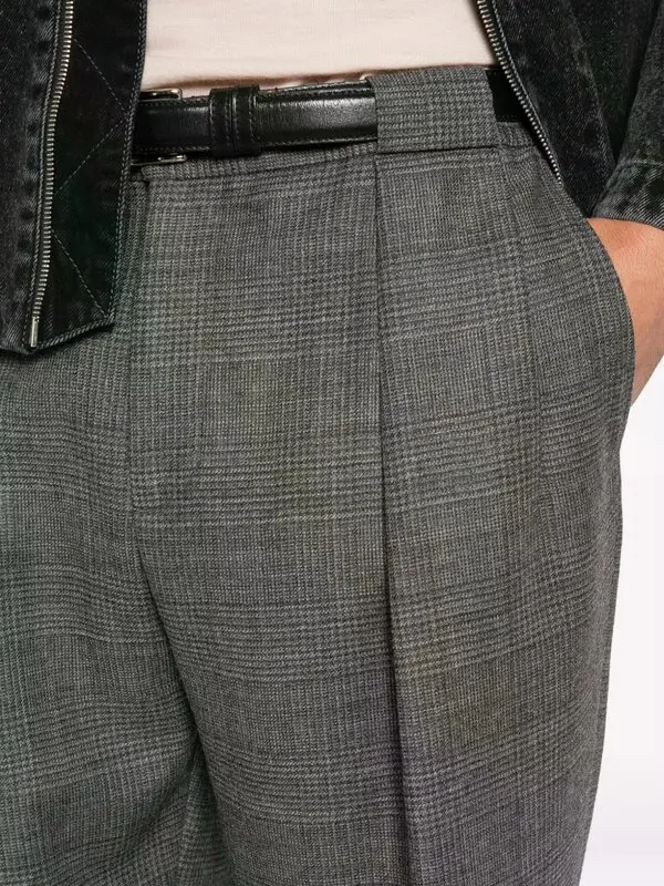 BRIGLIA 1949 Portobellos Check Pleated Trousers