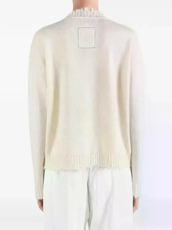 UMA WANG Distressed-effect Ribbed-trim Sweater - Neutrals