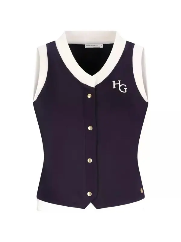 HOUSE OF GRAVITY Spencer V-neck Logo-print Gilet