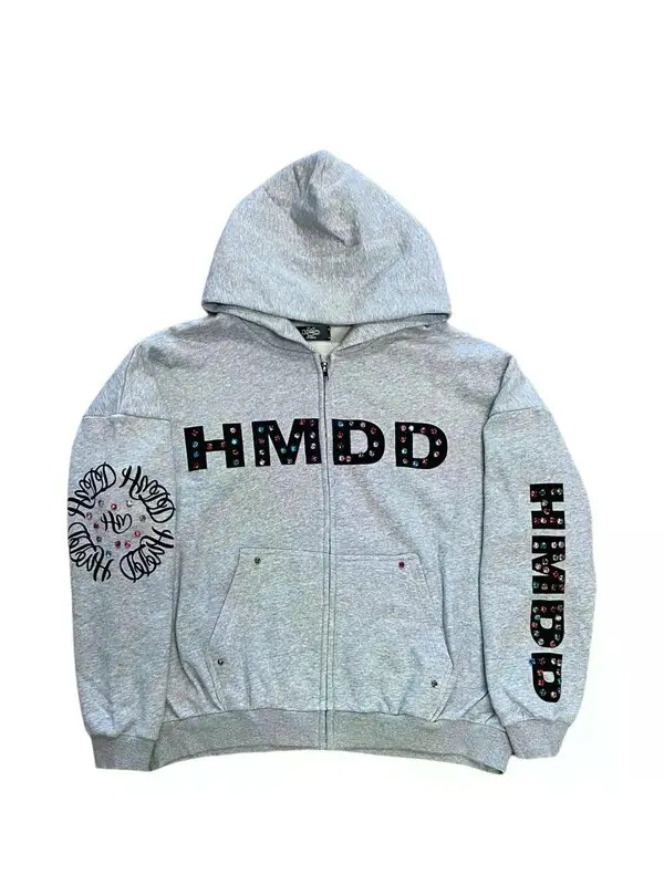 STADIUM GOODS Crystal-studded Zip-up Hoodie - Grey