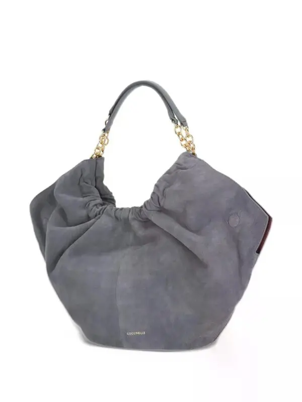 COCCINELLE Logo-embossed Suede Tote Bag - Grey