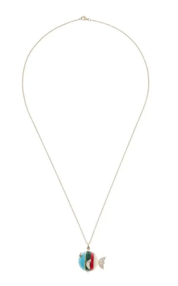 Yvonne Léon Bubble Fish Yellow Gold -stone Necklace - Multi