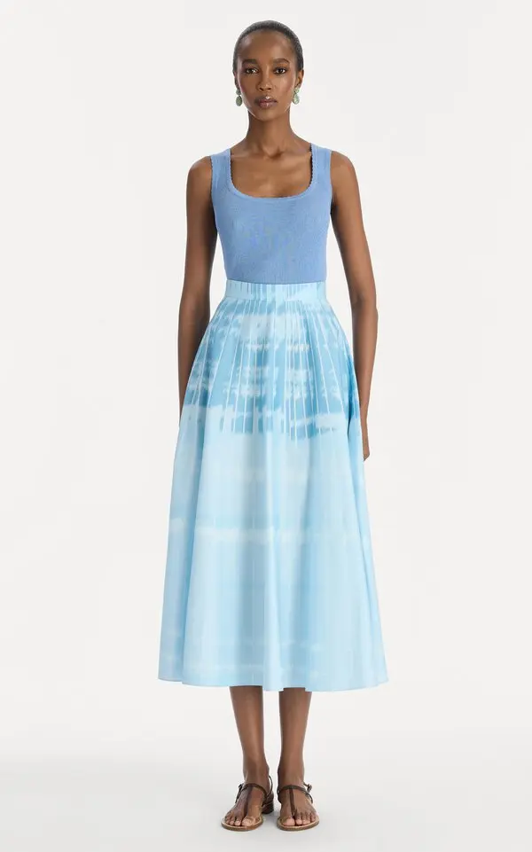 Oscar De La Renta Abstract Houndstooth Stretch-cotton Midi Skirt