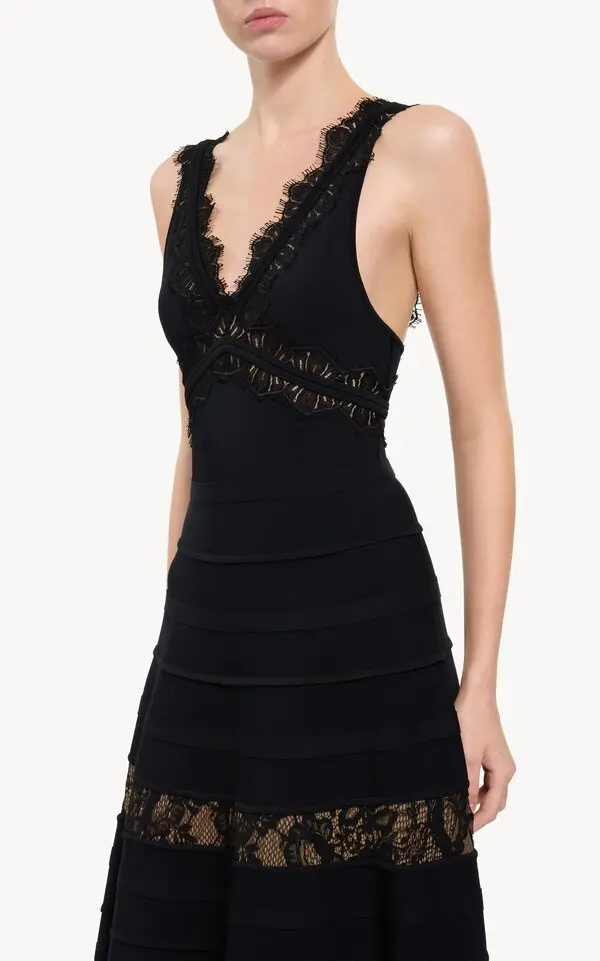 Elie Saab Lace Knit Maxi Dress