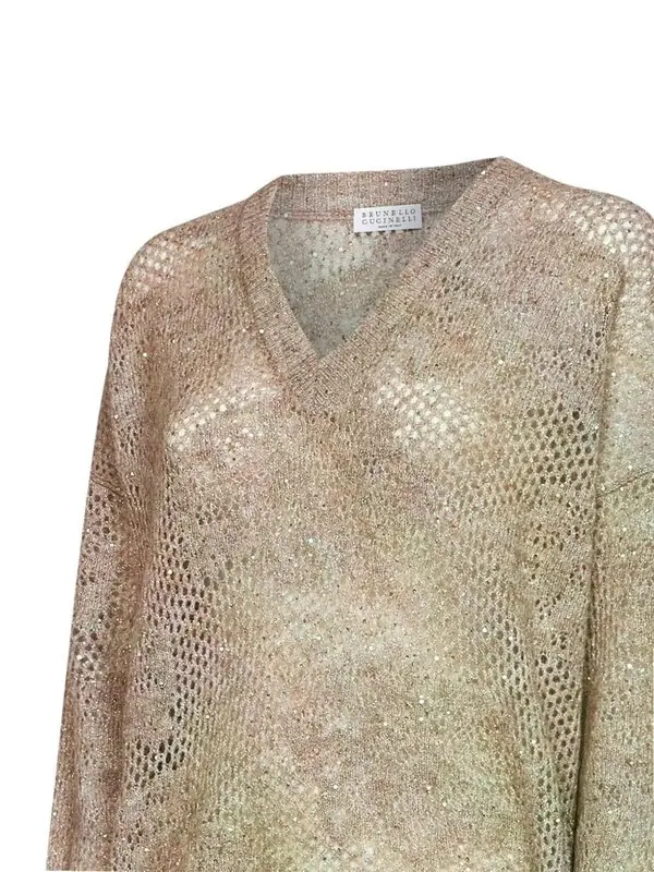 Brunello Cucinelli Sequin-embellished Open-knit Sweater