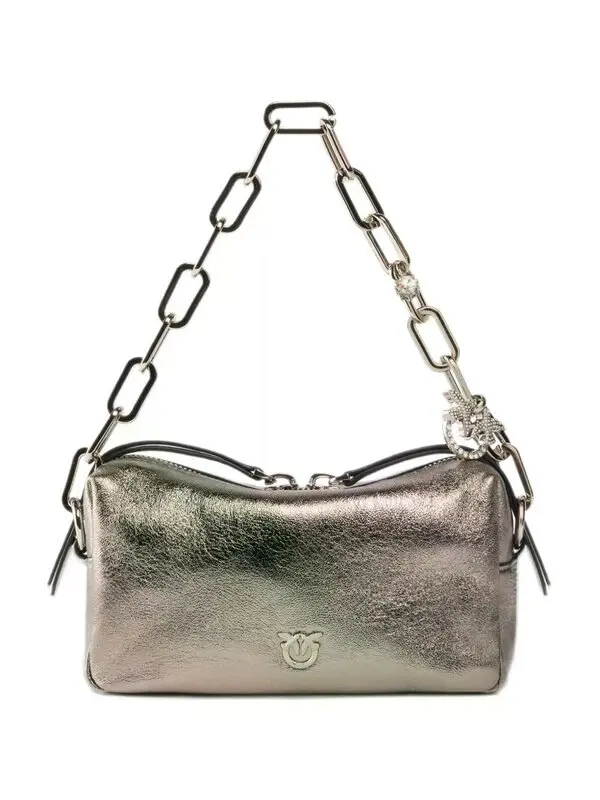 Pinko Mini Boston Bag In Laminated Nappa Leather With Two Straps
