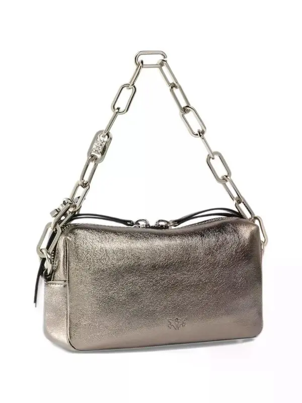 Pinko Mini Boston Bag In Laminated Nappa Leather With Two Straps