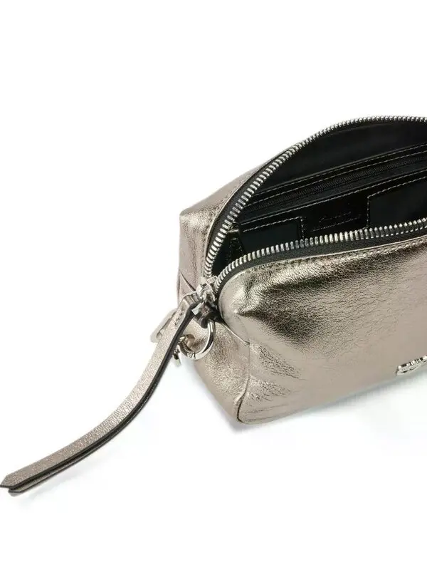 Pinko Mini Boston Bag In Laminated Nappa Leather With Two Straps