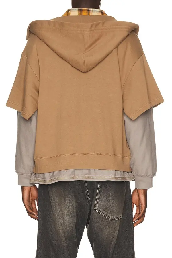 We11Done Layered Double String Zip Up Hoodie