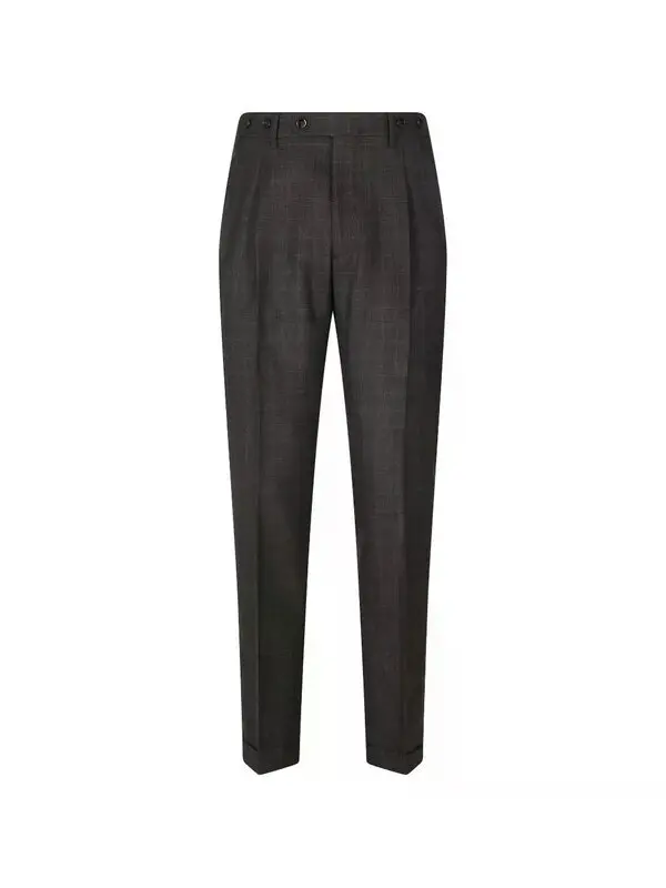 BERWICH Barber Long Check Pleated Trousers